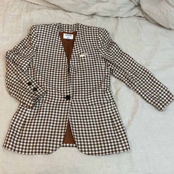 Kasper | Jackets & Coats | 8s Vintage Checkered Blazer Jacket | Poshmark
